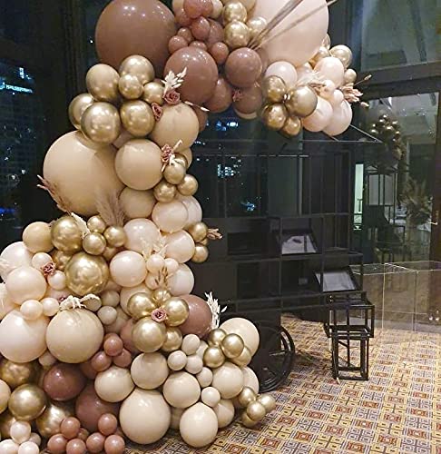 204pcs 10inch /5inch/ 18inch Skin and Coffee Latex Balloon for Birthday Party Decoration Baby Shower Wedding Ceremony Balloon Anniversary Decorations Arch Balloon Tower (coffee)