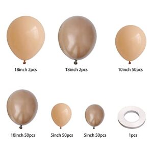 204pcs 10inch /5inch/ 18inch Skin and Coffee Latex Balloon for Birthday Party Decoration Baby Shower Wedding Ceremony Balloon Anniversary Decorations Arch Balloon Tower (coffee)