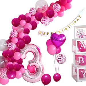 AULE Hot Pink and Baby Pink Balloons 12 inch 60 Pcs Premium Latex Magenta Confetti Balloon & 64 ft Ribbon - Fuchsia Party Decorations