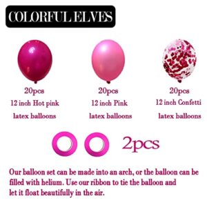 AULE Hot Pink and Baby Pink Balloons 12 inch 60 Pcs Premium Latex Magenta Confetti Balloon & 64 ft Ribbon - Fuchsia Party Decorations