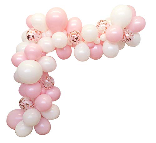 100pcs DIY Balloons Garland with Pink and White Balloons Confetti Balloons Perfect for Birthday Party Bridal Baby Shower Engagement Wedding Party Decor