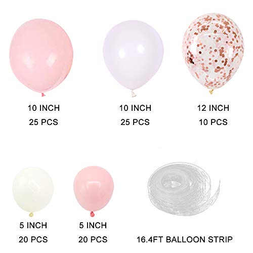 100pcs DIY Balloons Garland with Pink and White Balloons Confetti Balloons Perfect for Birthday Party Bridal Baby Shower Engagement Wedding Party Decor