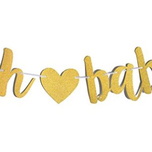 Fecedy Gold Glittery Letters OH BABY With Heart Banner for Baby shower