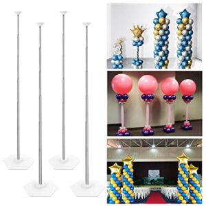 yallove balloon column stand set of 4, 7 feet height adjustable balloon tower pillar with reusable metal telescopic design for birthday, wedding, baby shower, graduation party decoration