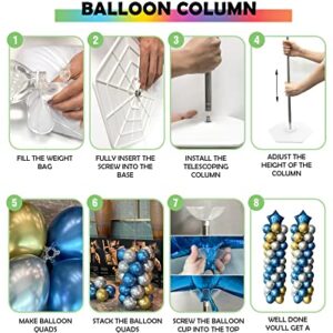 YALLOVE Balloon Column Stand Set of 4, 7 Feet Height Adjustable Balloon Tower Pillar with Reusable Metal Telescopic Design for Birthday, Wedding, Baby Shower, Graduation Party Decoration