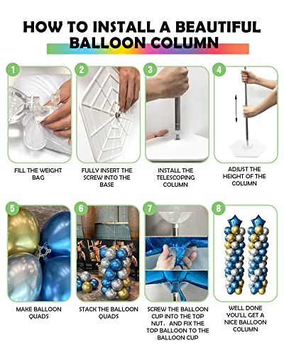 YALLOVE Balloon Column Stand Set of 4, 7 Feet Height Adjustable Balloon Tower Pillar with Reusable Metal Telescopic Design for Birthday, Wedding, Baby Shower, Graduation Party Decoration