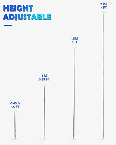 TEKXYZ Telescoping Balloon Stand Set of 2, 1.5ft to 7ft Free Adjustable Metal Balloon Column Stand for Party Decorations