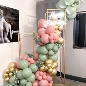 124PCS Sage Olive Green Blush Pink Peach Balloons Balloon Garland Arch Kit, Artificial Vines Eucalyptus Garland, Safari Wild One Green Baby Shower Birthday Balloons Party Decorations for Boys Girls