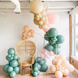 124PCS Sage Olive Green Blush Pink Peach Balloons Balloon Garland Arch Kit, Artificial Vines Eucalyptus Garland, Safari Wild One Green Baby Shower Birthday Balloons Party Decorations for Boys Girls