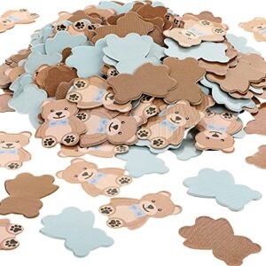 300 pieces bear confetti baby shower paper confetti bear table confetti for holiday festival party table home decorations, 0.98 inch (blue, brown)