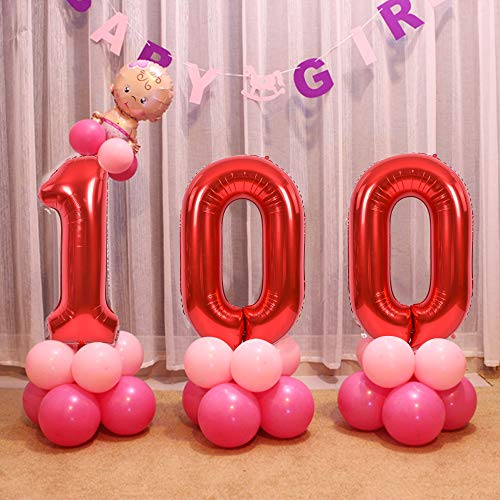 40 Inch Red Large Numbers Balloons 0-9, Number 3 Digit 3 Helium Balloons, Foil Mylar Big Number Balloons for Birthday Party Anniversary Supplies Decorations