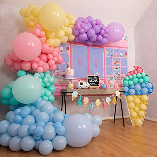 100pcs Pastel Balloon Garland Kit – Pastel Rainbow Balloon Arch – Small and Large Pastel Balloons for Pastel Birthday Decorations – Unicorn, Spring, Macaron, Easter, Donut & Ice Cream Party Balloons