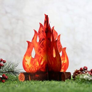 Boao 3D Decorative Cardboard Campfire Centerpiece Artificial Fire Fake Flame Paper Party Decorative Flame Torch (Red Orange, 6 Set)