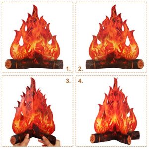 Boao 3D Decorative Cardboard Campfire Centerpiece Artificial Fire Fake Flame Paper Party Decorative Flame Torch (Red Orange, 6 Set)