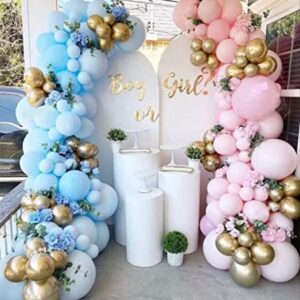 142Pcs Gender Reveal Balloon Garland kits Chrome Metallic Latex Balloons for Birthday Party Celebration Wedding Gender Reveal He or She Boy or Girl (Pink Blue Gold)