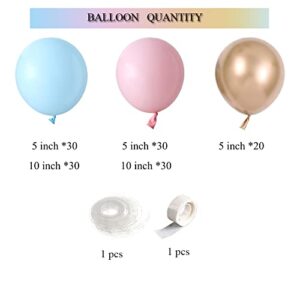 142Pcs Gender Reveal Balloon Garland kits Chrome Metallic Latex Balloons for Birthday Party Celebration Wedding Gender Reveal He or She Boy or Girl (Pink Blue Gold)