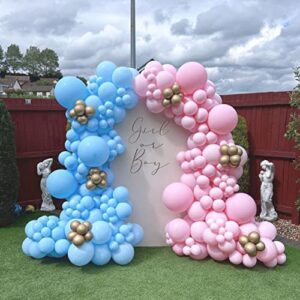 142Pcs Gender Reveal Balloon Garland kits Chrome Metallic Latex Balloons for Birthday Party Celebration Wedding Gender Reveal He or She Boy or Girl (Pink Blue Gold)