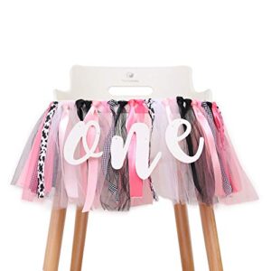 wahawu cow print birthday high chair banner – first birthday highchair banner , pink cow banner for 1st birthday , holy cow im one birthday decorations girl , farm one birthday decorations