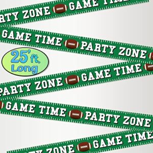 Football Party Banner | 8” Inch Tall X 25’ Feet Long | Football Banner Tape Decoration | Football Game Time, Party Zone Plastic Banner Tape | Football Party Tailgate Decorations | By Anapoliz