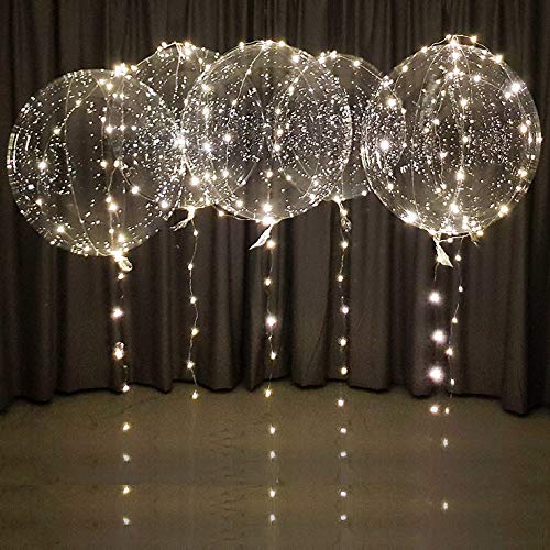 Lightsfevers warm white led balloons with batteries party balloons 20 inch clear balloons transparent balloons for helium or air, wedding balloons