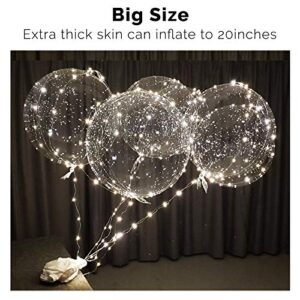 Lightsfevers warm white led balloons with batteries party balloons 20 inch clear balloons transparent balloons for helium or air, wedding balloons