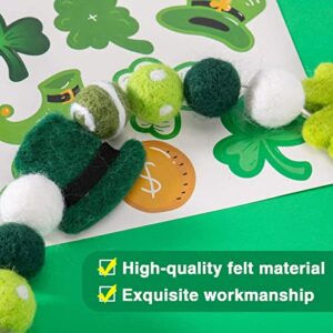 3 Pack St. Patrick's Day Felt Garlands- 6 Feet Pom Pom Felt Ball Shamrock Leprechaun Hat Hanging Banners Irish Themed Hanging Garlands Party Favors for St. Patrick's Day Home Bedroom Living Room Decor