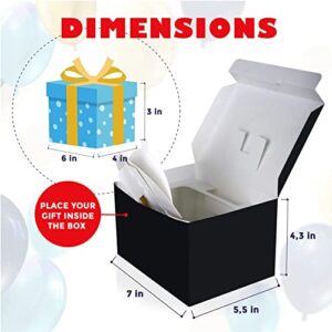 FETTIPOP DIY Exploding Birthday Gift Box (Black Premium) Confetti Pop up 7.1x5.5x4.3 inches, Surprise Prank Box