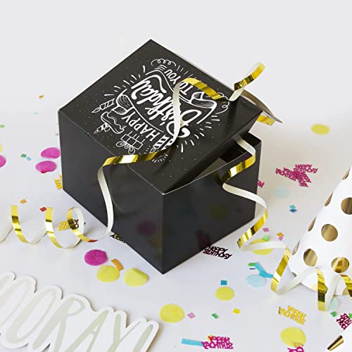 FETTIPOP DIY Exploding Birthday Gift Box (Black Premium) Confetti Pop up 7.1x5.5x4.3 inches, Surprise Prank Box