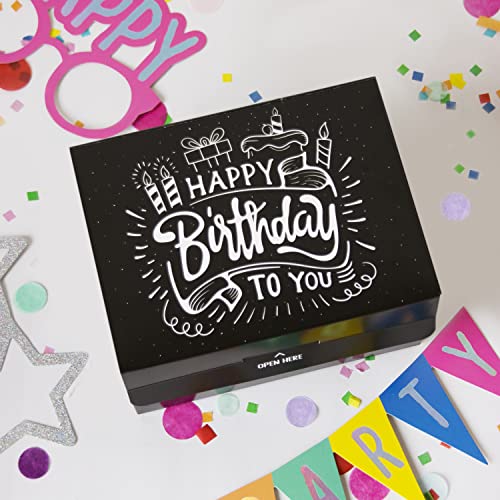 FETTIPOP DIY Exploding Birthday Gift Box (Black Premium) Confetti Pop up 7.1x5.5x4.3 inches, Surprise Prank Box