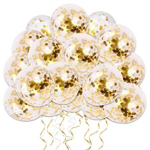 50pcs gold confetti latex balloons, 12 inch gold balloons with golden paper dots for graduation wedding birthday baby shower party decorations