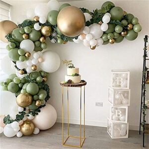 dubedat 146pcs olive green balloon garland arch kit white retro green balloon and gold metallic chrome white latex balloons set for birthday wedding baby shower decorations