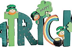 Happy St. Patrick's Wooden Screen Sign - hinged, Wood and Hand Painted - Shamrocks, Leprechauns, and Rainbows - St. Patrick's Day Tabletop Home Decor