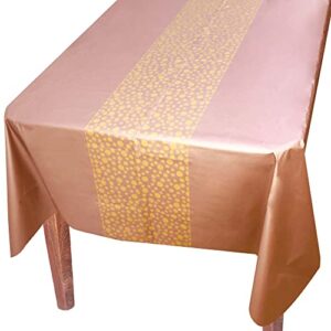 zuladise rose gold tablecloth plastic 2 pack rose gold table cloths for parties disposable rose gold plastic tablecloth 54×108 rectangle rose gold table cover for birthday, bachelorette, baby shower