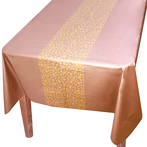 ZULADISE Rose Gold Tablecloth Plastic 2 Pack Rose Gold Table Cloths for Parties Disposable Rose Gold Plastic Tablecloth 54x108 Rectangle Rose Gold Table Cover for Birthday, Bachelorette, Baby Shower