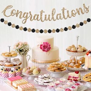 Pre-Strung Congratulations Banner - NO DIY - Gold Glitter Congratulation Banner - Pre-Strung Garland on 6 ft Strand - Graduation, Wedding, Retirement Party Decorations & Decor. Did we mention no DIY?