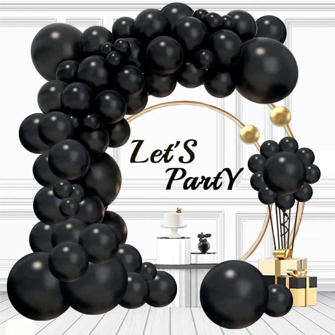 Black Balloon Garland Kit,106 pcs Black Balloons Different Sizes Pack 18/12/10/5inch Black Latex Party Balloons for Birthday,Graduation,Baby Shower,Wedding,Holiday Balloon Decoration