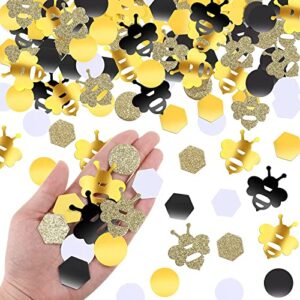 410 pieces bee confetti gold glitter bee confetti yellow black bee confetti circle confetti honeycomb hexagon confetti for bee themed party baby shower birthday table decoration