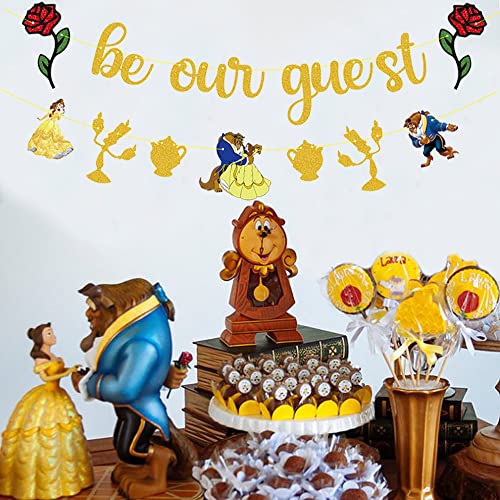 GZDUCK Be Our Guest Banner, Beauty And The Beast Decorations Birthday Bachelorette Engagement Bridal Shower Baby Shower Birthday Party Favor Supplies Decorations