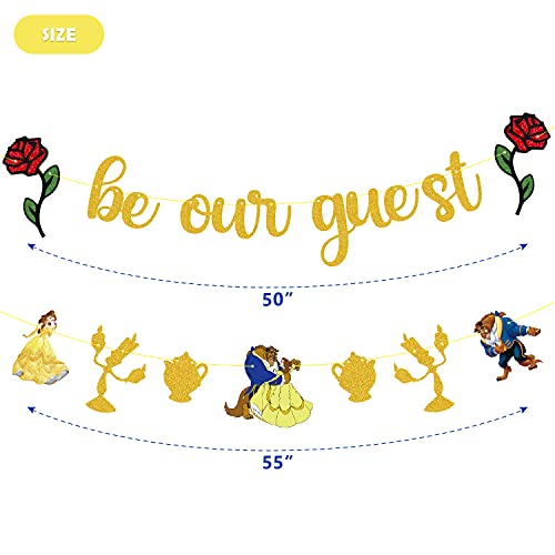 GZDUCK Be Our Guest Banner, Beauty And The Beast Decorations Birthday Bachelorette Engagement Bridal Shower Baby Shower Birthday Party Favor Supplies Decorations