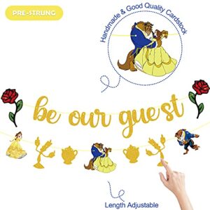 GZDUCK Be Our Guest Banner, Beauty And The Beast Decorations Birthday Bachelorette Engagement Bridal Shower Baby Shower Birthday Party Favor Supplies Decorations