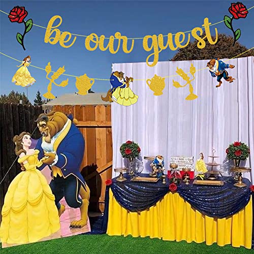 GZDUCK Be Our Guest Banner, Beauty And The Beast Decorations Birthday Bachelorette Engagement Bridal Shower Baby Shower Birthday Party Favor Supplies Decorations