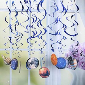 LINDOO 30Pcs Solar System Party Supplies - Outer Space Party Planet Hanging Swirl Decorations