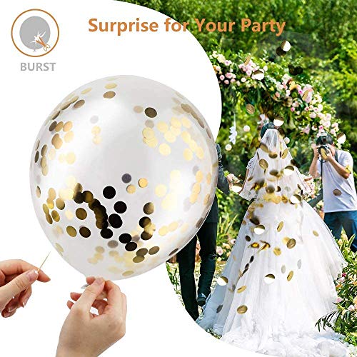 Yellow White Gold Confetti Balloons - 60 Pack 12 inch Pastel Yellow Latex Party Balloon for Sunflower Honeybee Theme, Birthday, Baby Shower, Wedding Decorations