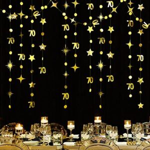 gold 70th birthday decorations number 70 circle dot twinkle star garland metallic hanging streamer bunting banner backdrop for women mens 70 year old birthday seventieth anniversary party supplies