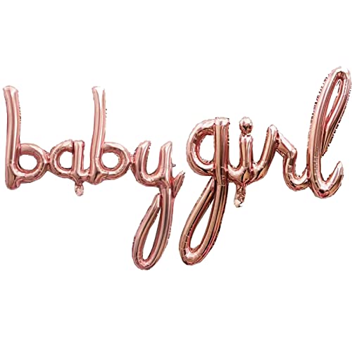 Baby Girl Balloon Rose Gold for Baby Shower Decorations Hand Writing Style Foil Balloon for It’s a Girl Party Birthday Party