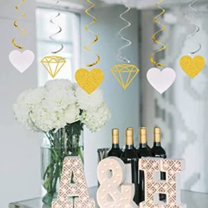 Engagement Party Decorations Sparkly Gold Engagement Decorations, Engaged Banner, Cake Decorations, Confetti, Ring Balloons for Wedding Engagement Party Decor