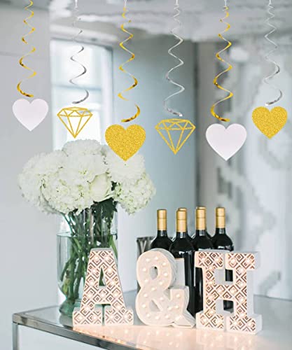 Engagement Party Decorations Sparkly Gold Engagement Decorations, Engaged Banner, Cake Decorations, Confetti, Ring Balloons for Wedding Engagement Party Decor