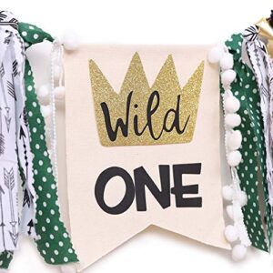 Wild one 1st Birthday Banner - Wild One Decoration, A High Chair Banner, A Wild Side Banner, Inspired by Wild Creatures, Photo Props, Where There are Wild Things.