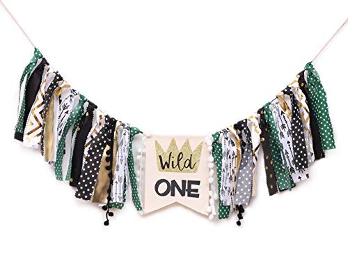 Wild one 1st Birthday Banner - Wild One Decoration, A High Chair Banner, A Wild Side Banner, Inspired by Wild Creatures, Photo Props, Where There are Wild Things.