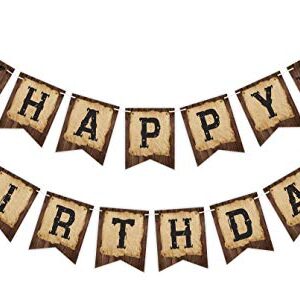 Pre-Strung Cowboy Birthday Banner, Ready to Hang Wild Western Bday Party Sign, Wooden House Barn Bunting